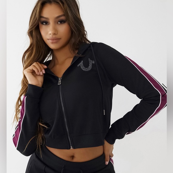 True Religion | Tops | Nwt True Religion Crystal Zip Hoodie Size S ...